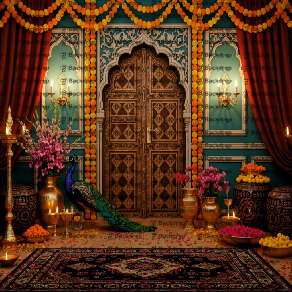 Modern Janmashtami Backdrop with Traditional Hints – Backdrop Layers